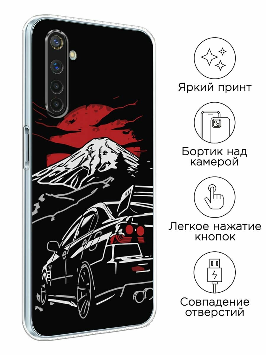 Силиконовый чехол на Realme 6 / Реалми 6 с принтом "Машина в горах JDM" — фото 1