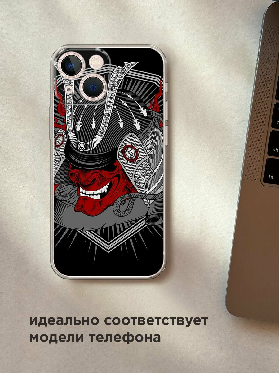Чехол на Apple iPhone 13 mini / Айфон 13 мини с принтом "Красная маска самурая" — фото 1