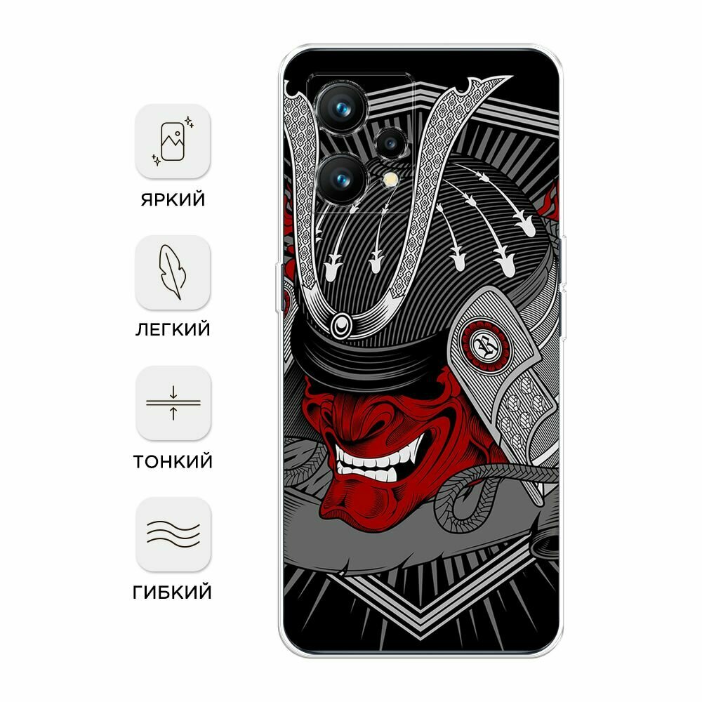 Чехол на Realme 9 4G/9 Pro Plus / Реалми 9 4G/9 Pro Plus с принтом "Красная маска самурая" — фото 1
