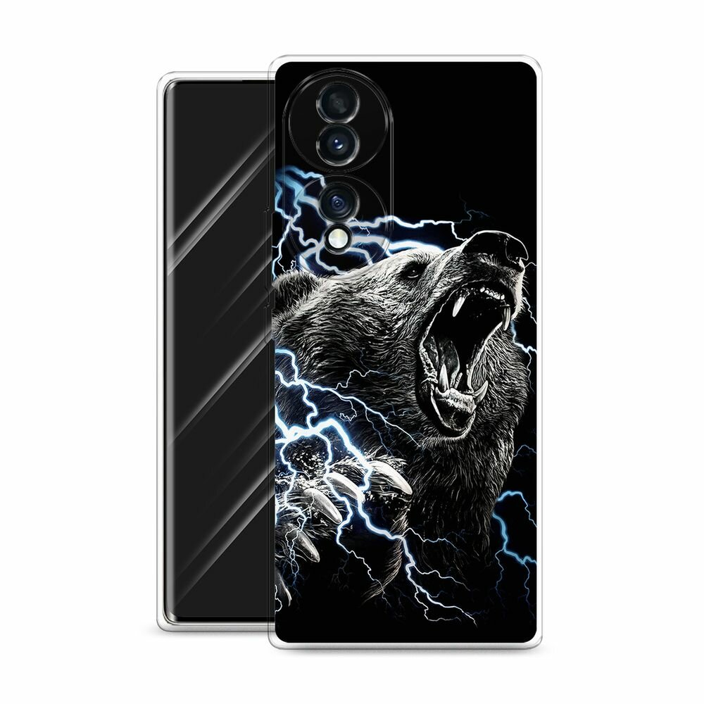 Силиконовый чехол на Honor 70 / Хонор 70 с принтом "Гроза и медведь" — фото 1