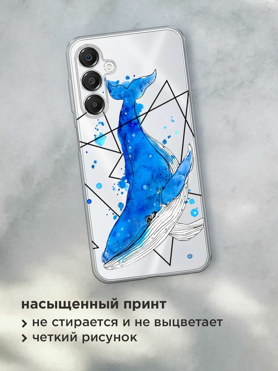 Чехол на Samsung Galaxy A16 / Самсунг А16 с принтом "Кит графика", прозрачный — фото 1