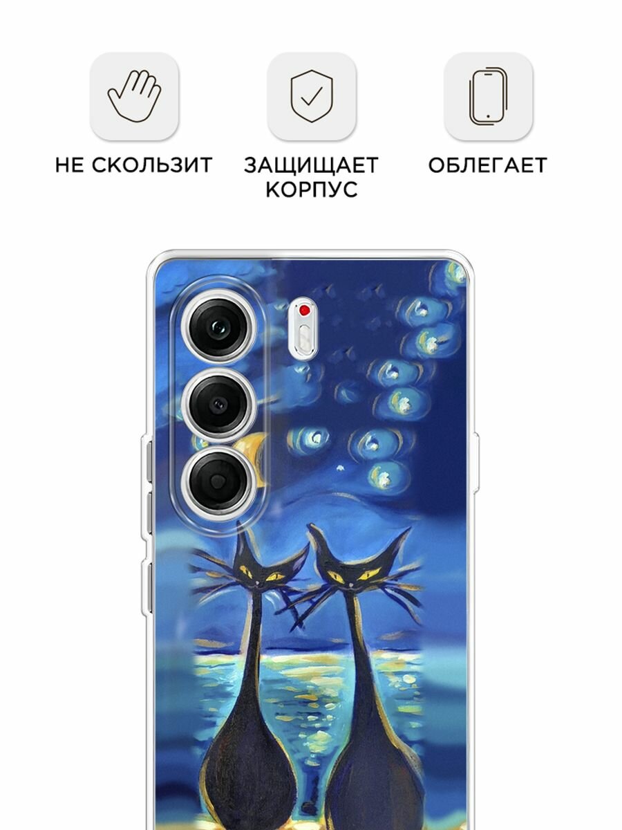 Чехол на Tecno Camon 40 Pro / Текно Камон 40 Про с принтом "Влюбленные котики 7" — фото 1