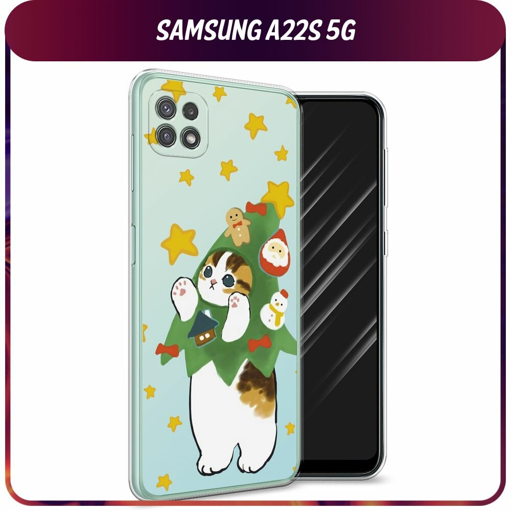 Чехол на Samsung Galaxy A22s 5G / Самсунг Галакси А22s 5G с принтом Котик-ёлочка