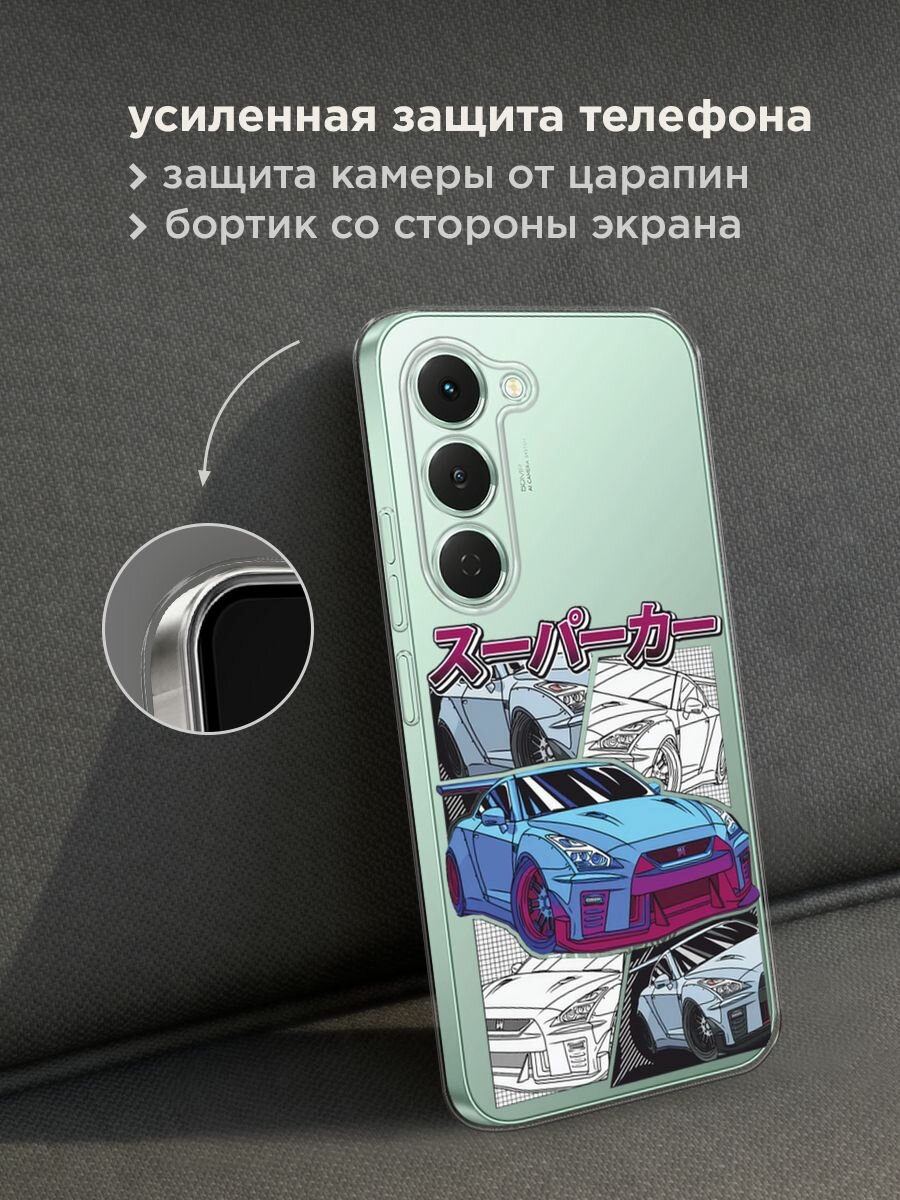 Чехол на Tecno Spark 40 Pro / Текно Спарк 40 Про с принтом "JDM коллаж", прозрачный — фото 1