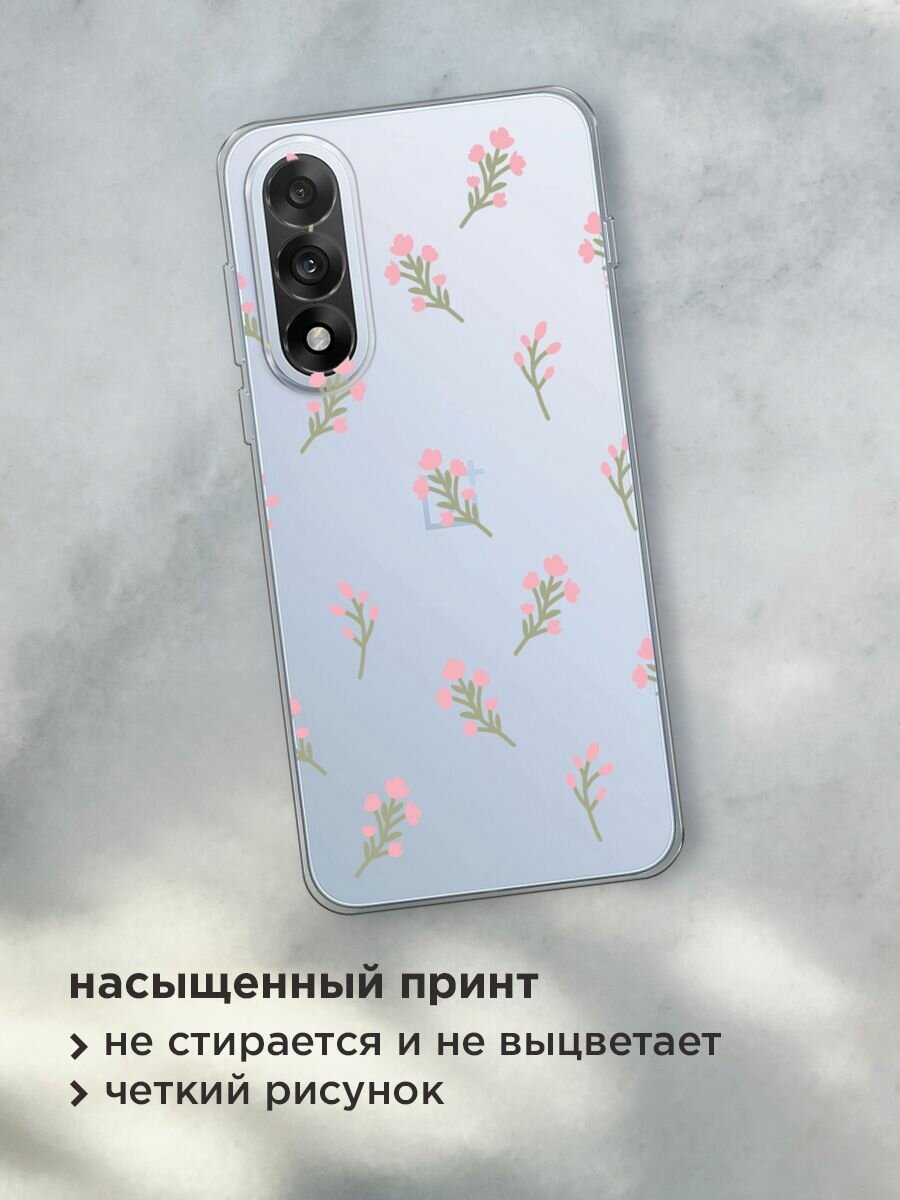 Чехол на OnePlus Nord 5 / Ван Плас Норд 5 с принтом "Цветущие веточки", прозрачный — фото 1