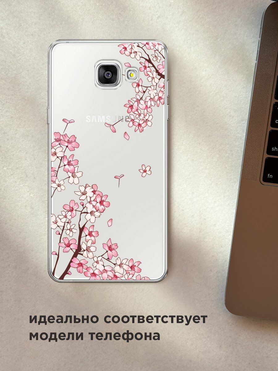 Чехол на Samsung Galaxy A5 2016 / Самсунг Галакси А5 2016 с принтом "Ветви сакуры 1", прозрачный — фото 1