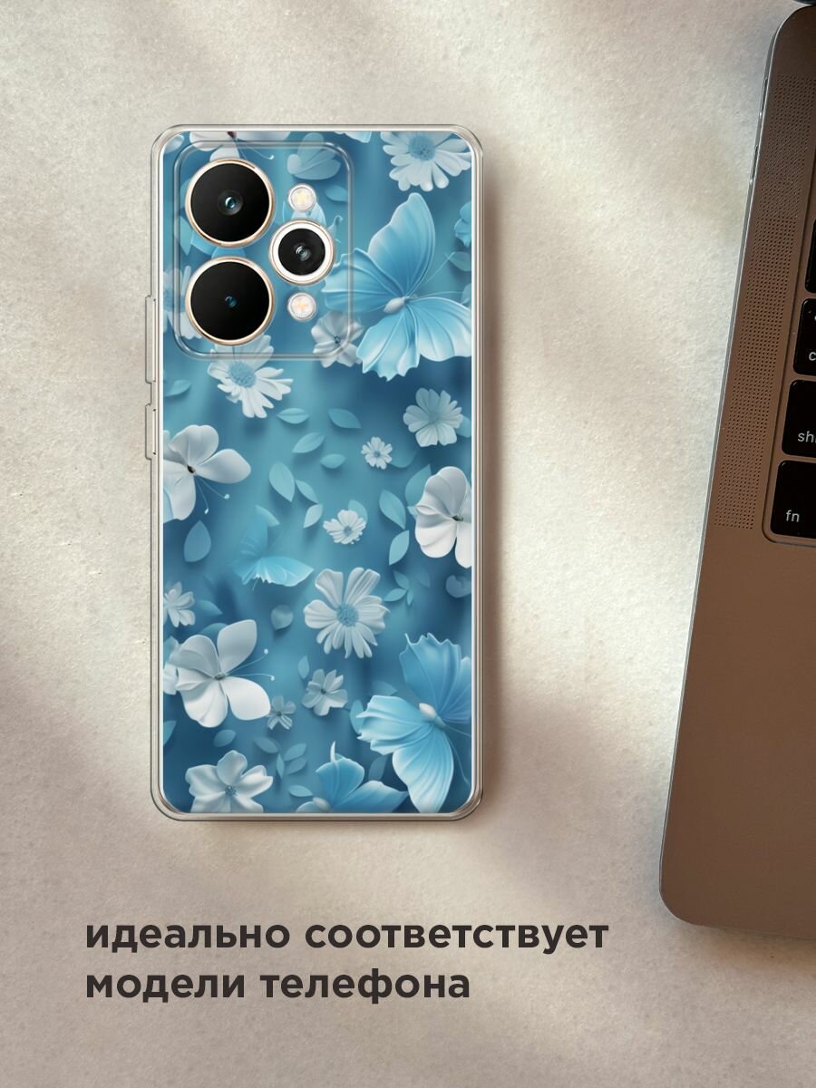 Чехол на Realme 15 Pro / Реалми 15 Про с принтом "Голубые глазурные цветы" — фото 1