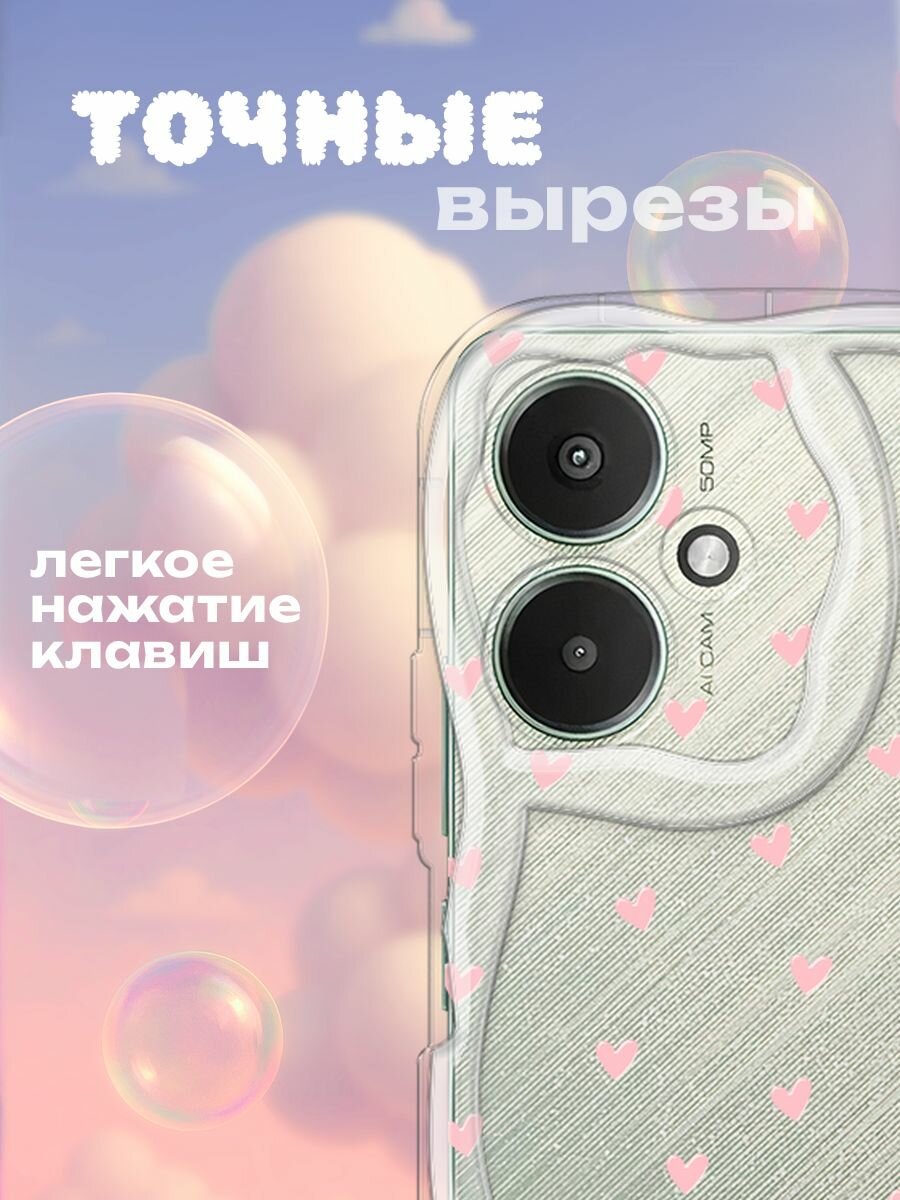 Чехол на Xiaomi Redmi 13C/Poco C65 / Редми 13C/Поко C65 с принтом Маленькие нежные сердечки — фото 1