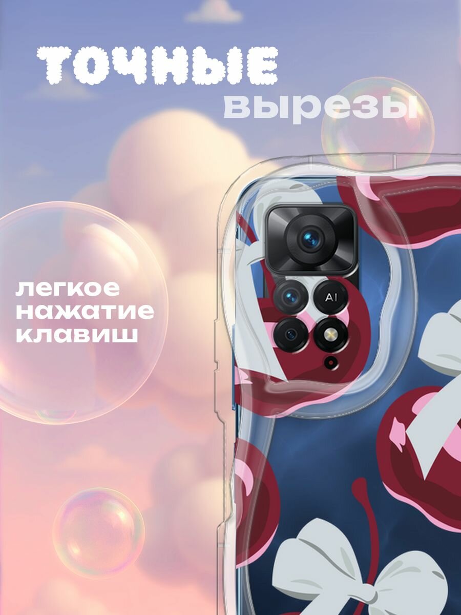 Чехол на Xiaomi Redmi Note 11 Pro/11 Pro 5G/11E Pro/12 Pro 4G / Редми Нот 11 Про с принтом "Вишни с бантами" — фото 1