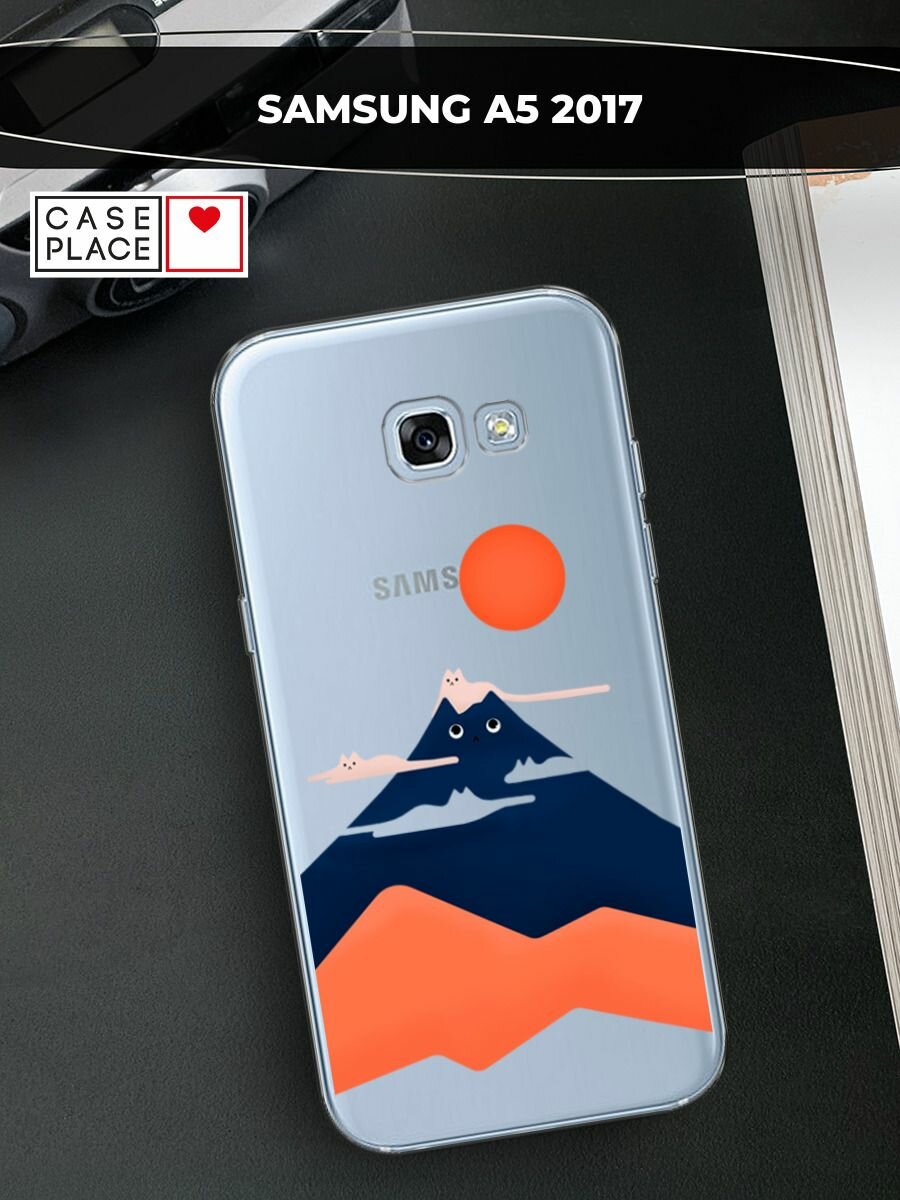 Чехол на Samsung Galaxy A5 2017 / Самсунг Галакси А5 2017 с принтом "Кот-гора", прозрачный