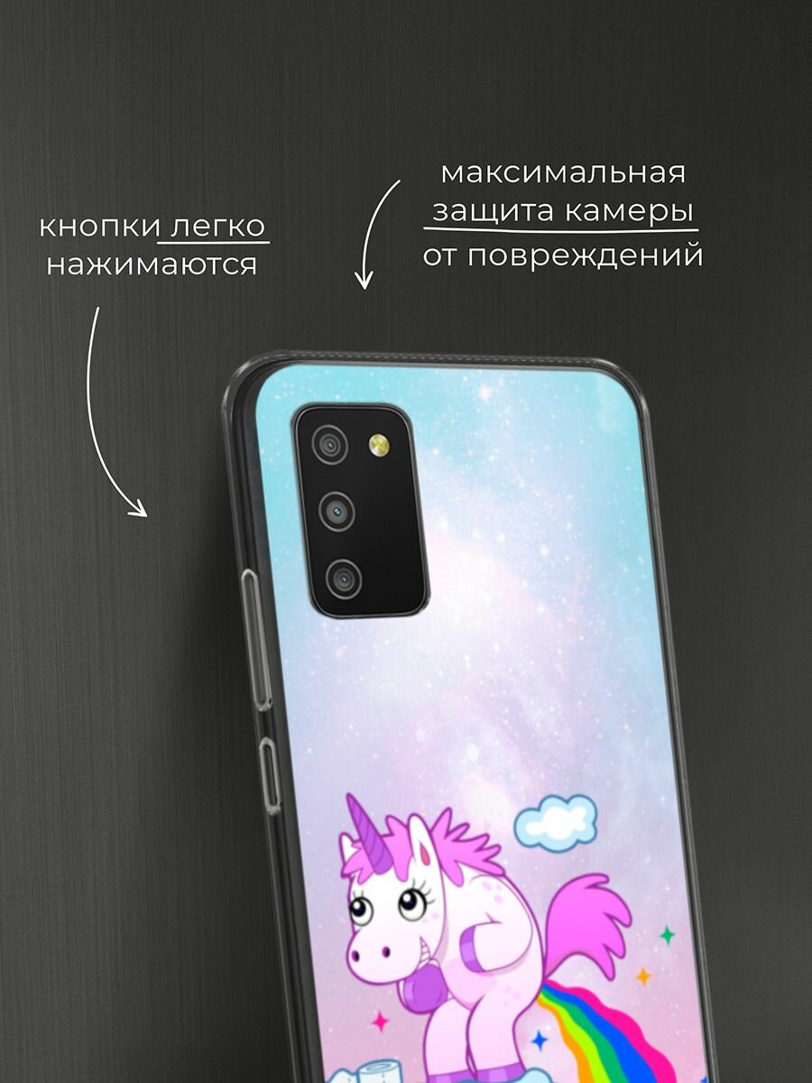 Чехол на Samsung Galaxy A02s / Самсунг Галакси A02s с принтом "Единорог какает" — фото 1