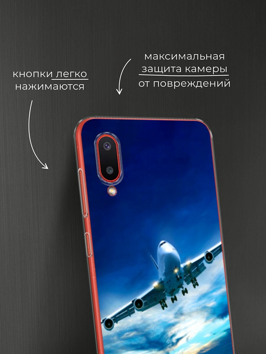 Чехол на Samsung Galaxy A02 / Самсунг Галакси А02 с принтом "Самолет в небе" — фото 1