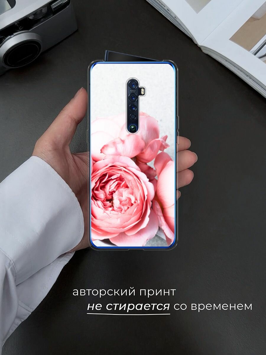 Чехол на Oppo Reno 2 / Оппо Рено 2 с принтом "Пионы на белом" — фото 1