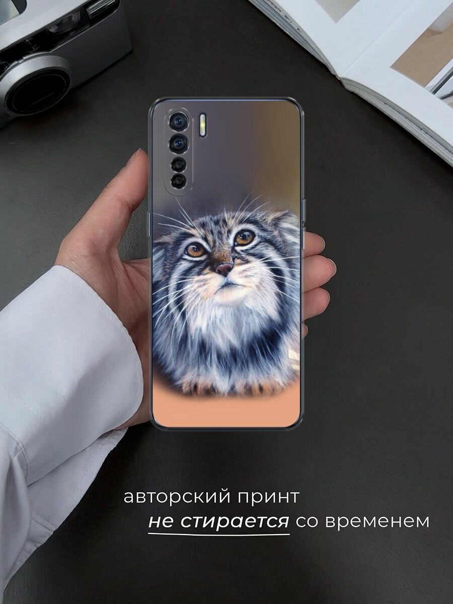 Чехол на Oppo A91/Reno 3 / Оппо A91/Рено 3 с принтом "Кот манул 2" — фото 1