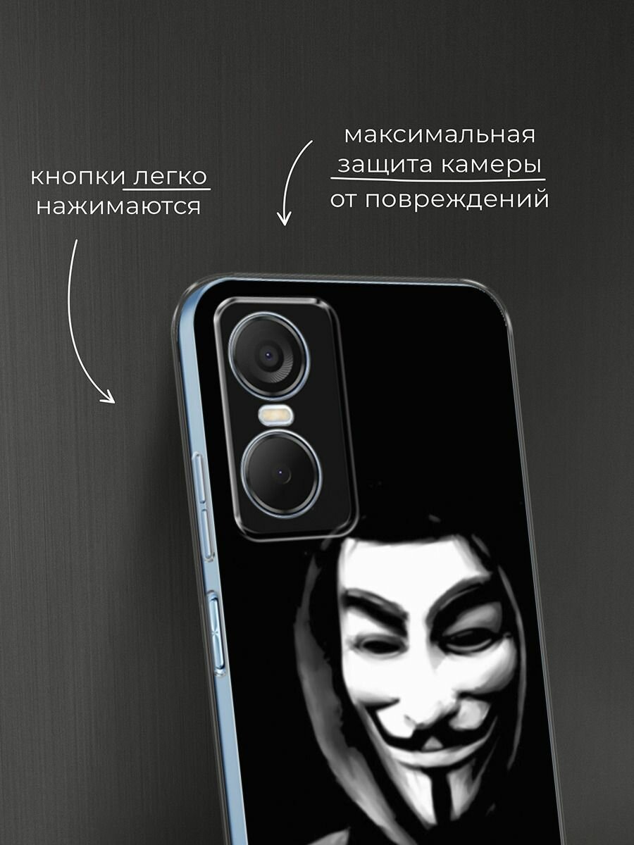 Чехол на Tecno Pop 6 pro / Техно Поп 6 Про с принтом "Анонимус" — фото 1