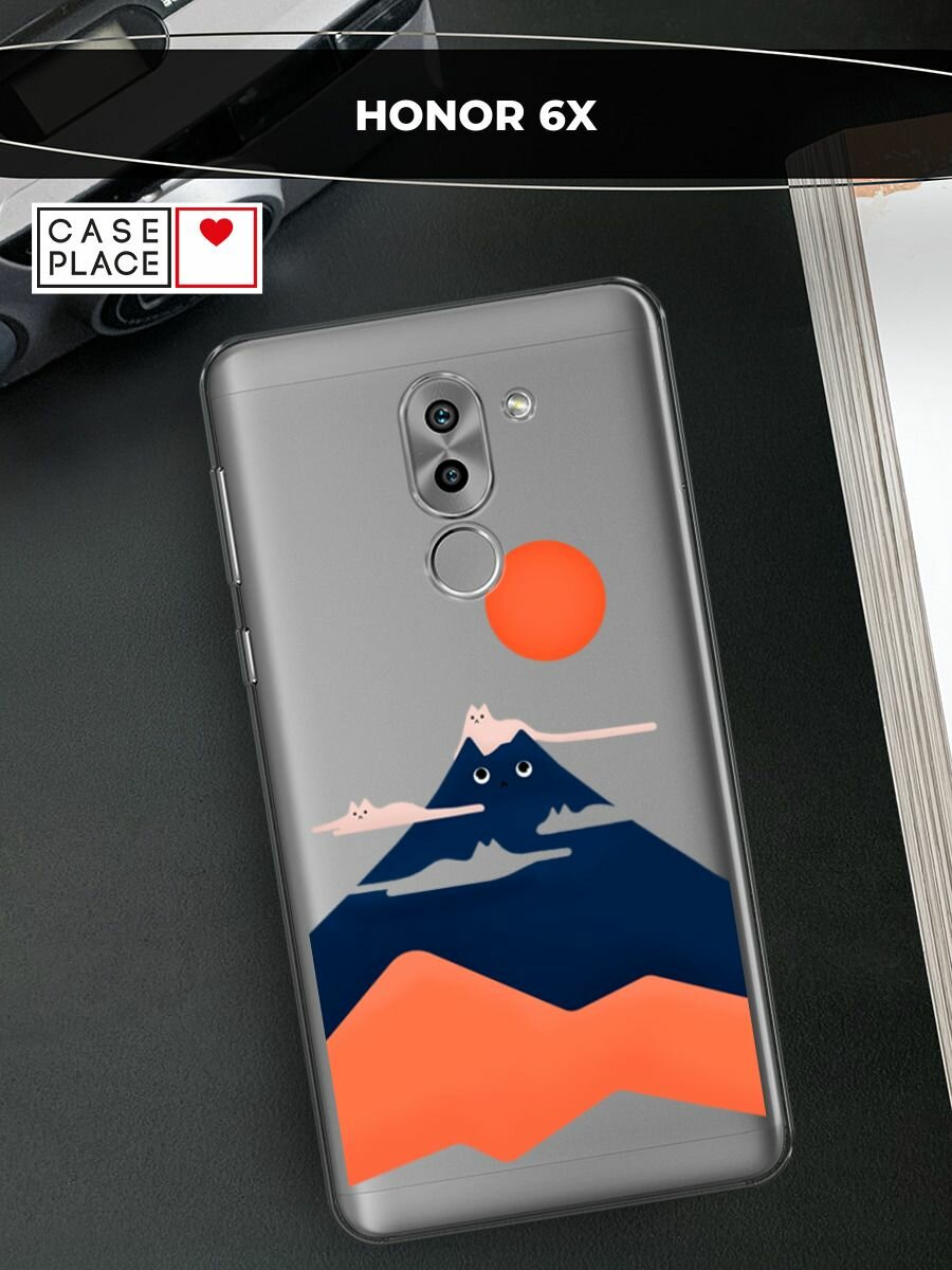 Чехол на Honor 6X / Хонор 6Х с принтом "Кот-гора", прозрачный