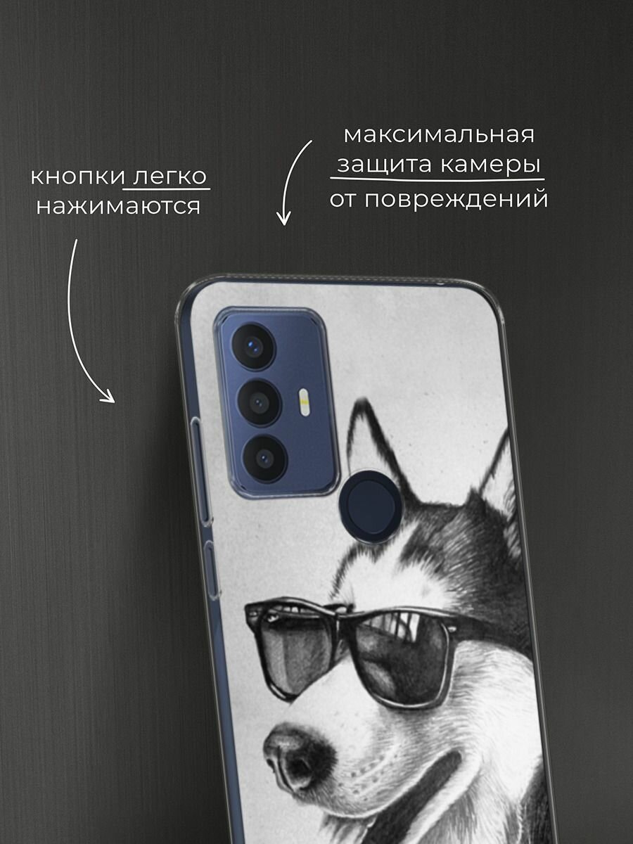 Чехол на TCL 30E/30 SE/305/306 / ТСЛ 30E с принтом "Крутой Хаске" — фото 1