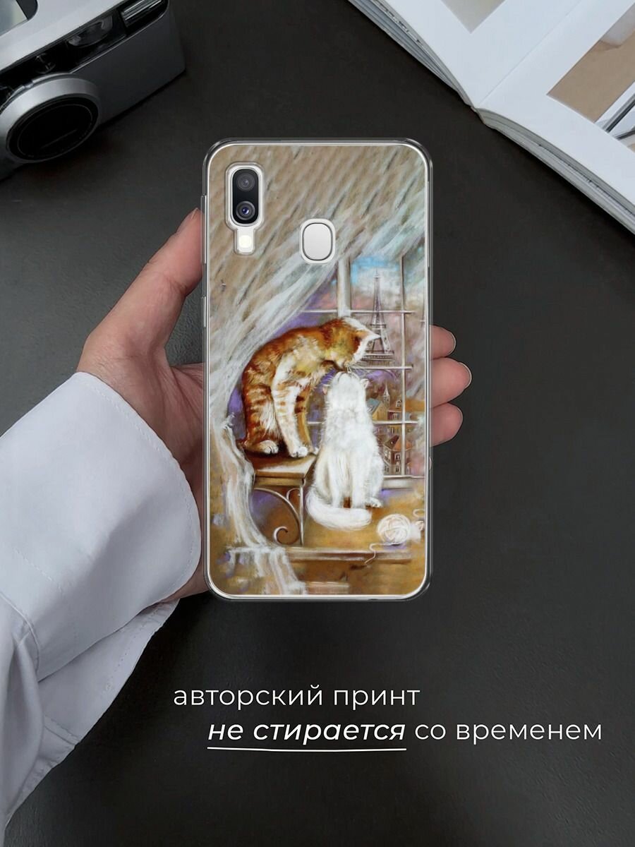 Чехол на Samsung Galaxy A40 / Самсунг Галакси А40 с принтом "Влюбленные котики 1" — фото 1