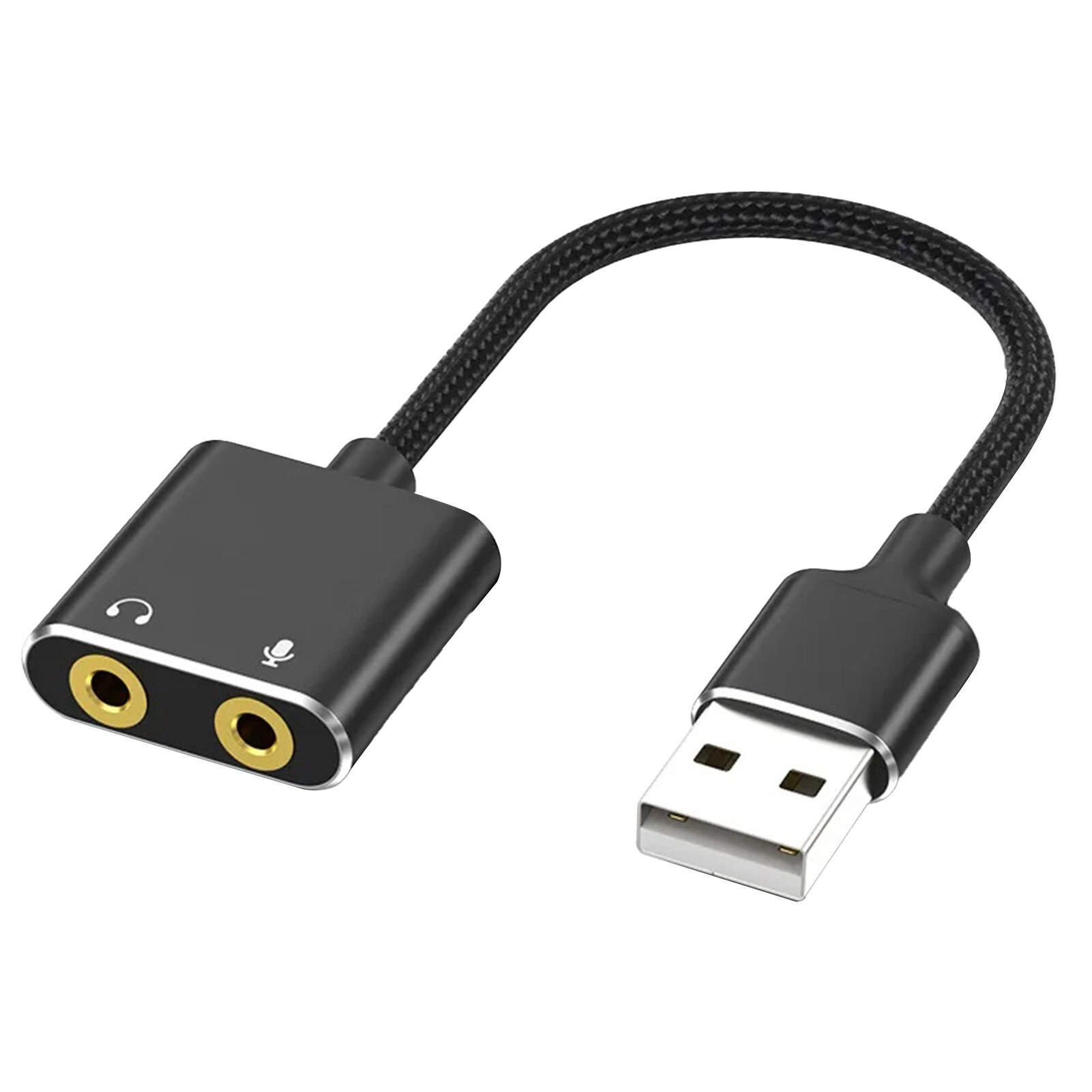 USB-адаптер для подключения наушников и микрофона к 3,5-мм аудиоразъему, USB 2.0 стереозвуковая карта-конвертер для ПК, ноутбука и настольного компьютера.