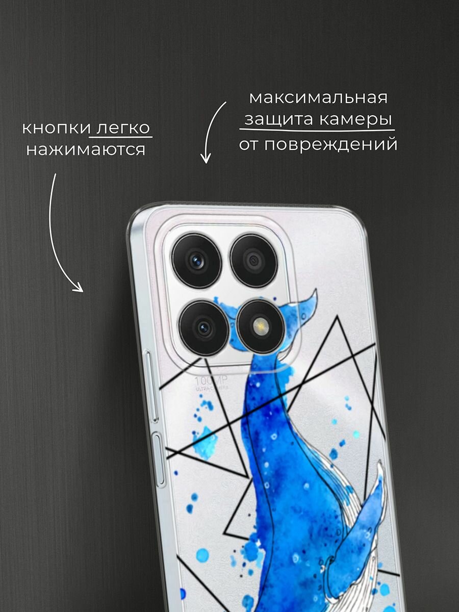 Чехол на Honor X8A / Хонор X8A с принтом "Кит графика", прозрачный — фото 1