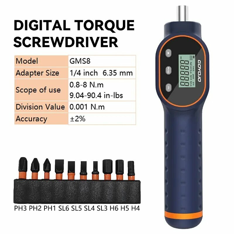 1/4 "цифровая динамометрическая отвертка 7,08-70,8 фунтов динамометрический ключ отвертка 10шт набор инструментов для ремонта магнитного сверла