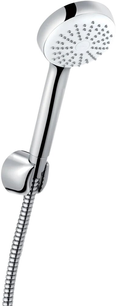 Душевой гарнитур Kludi Logo 1S 6801005-00 хром, глянцевый, латунный, лейка для душа со шлангом и держателем