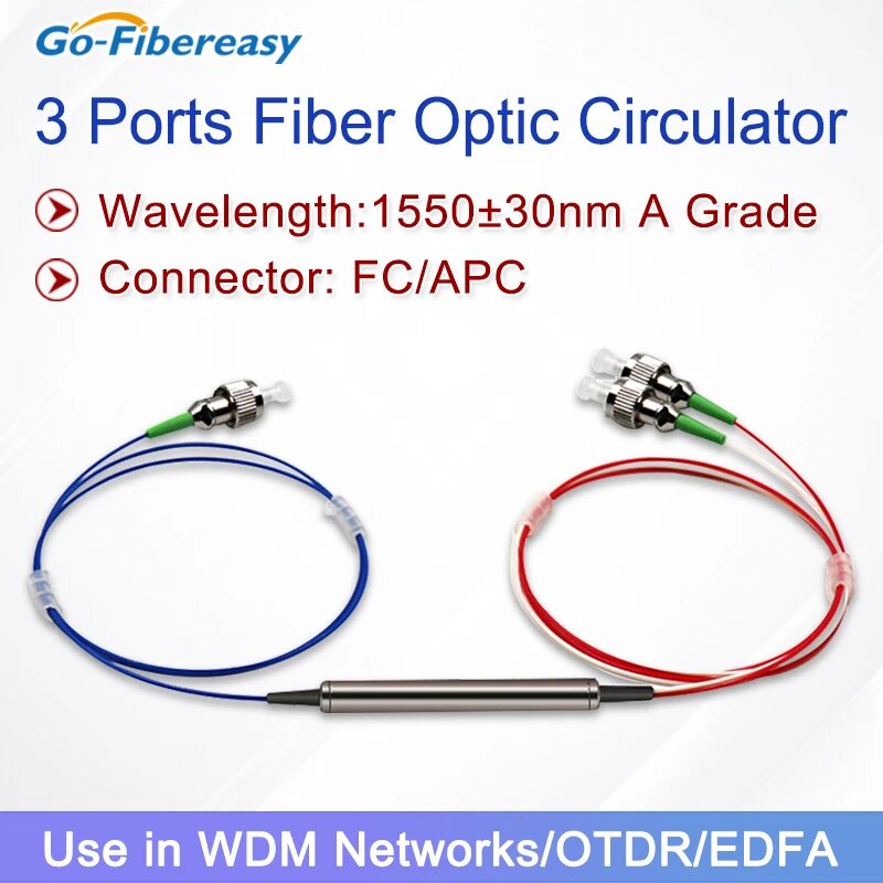 Go-Fibereasy 3-портовый оптический циркулятор CIR-1x2-1310-01-FC/APCx3-5.5x50-1m 1550nm FC APC