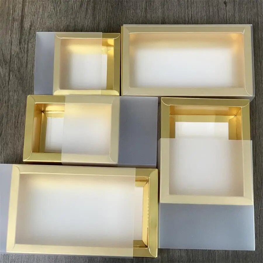 Подарочная коробка из крафт-бумаги, матовая однотонная коробка из 10 ПВХ для чая, игрушек, конфет, Подарочная бумажная коробка для свадебной вечеринки Matte gold, 15x8x4cm