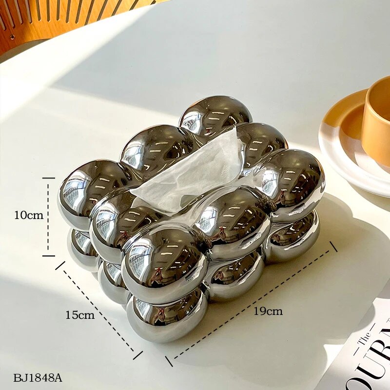 Керамическая коробка для салфеток Серебряный, Silver