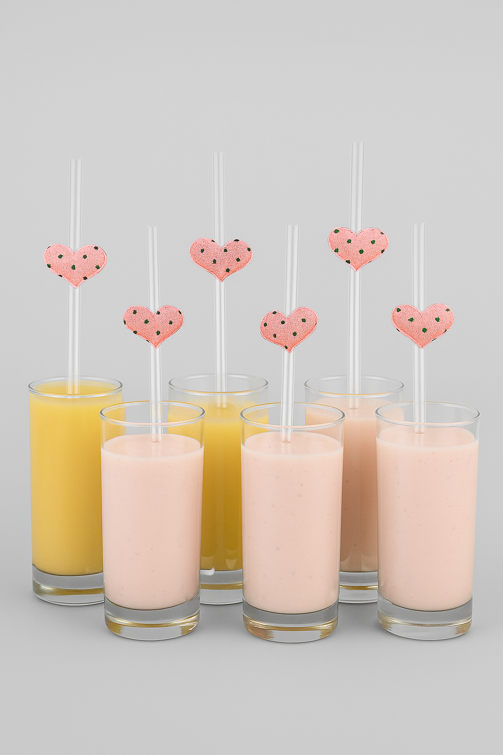 Трубочки для коктейля Волшебная Идея "Сердечки", розовые, набор 6 штук