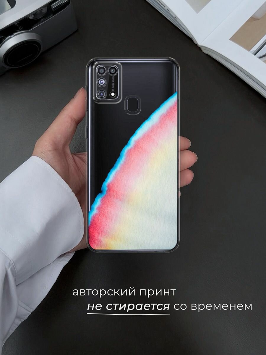 Чехол на Samsung Galaxy M31 / Самсунг Галакси М31 с принтом Слияние красок, прозрачный — фото 1