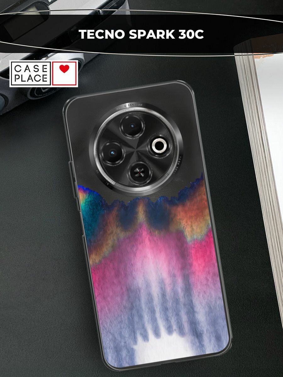 Чехол на Tecno Spark 30C / Текно Спарк 30C с принтом Акварельная абстракция, прозрачный