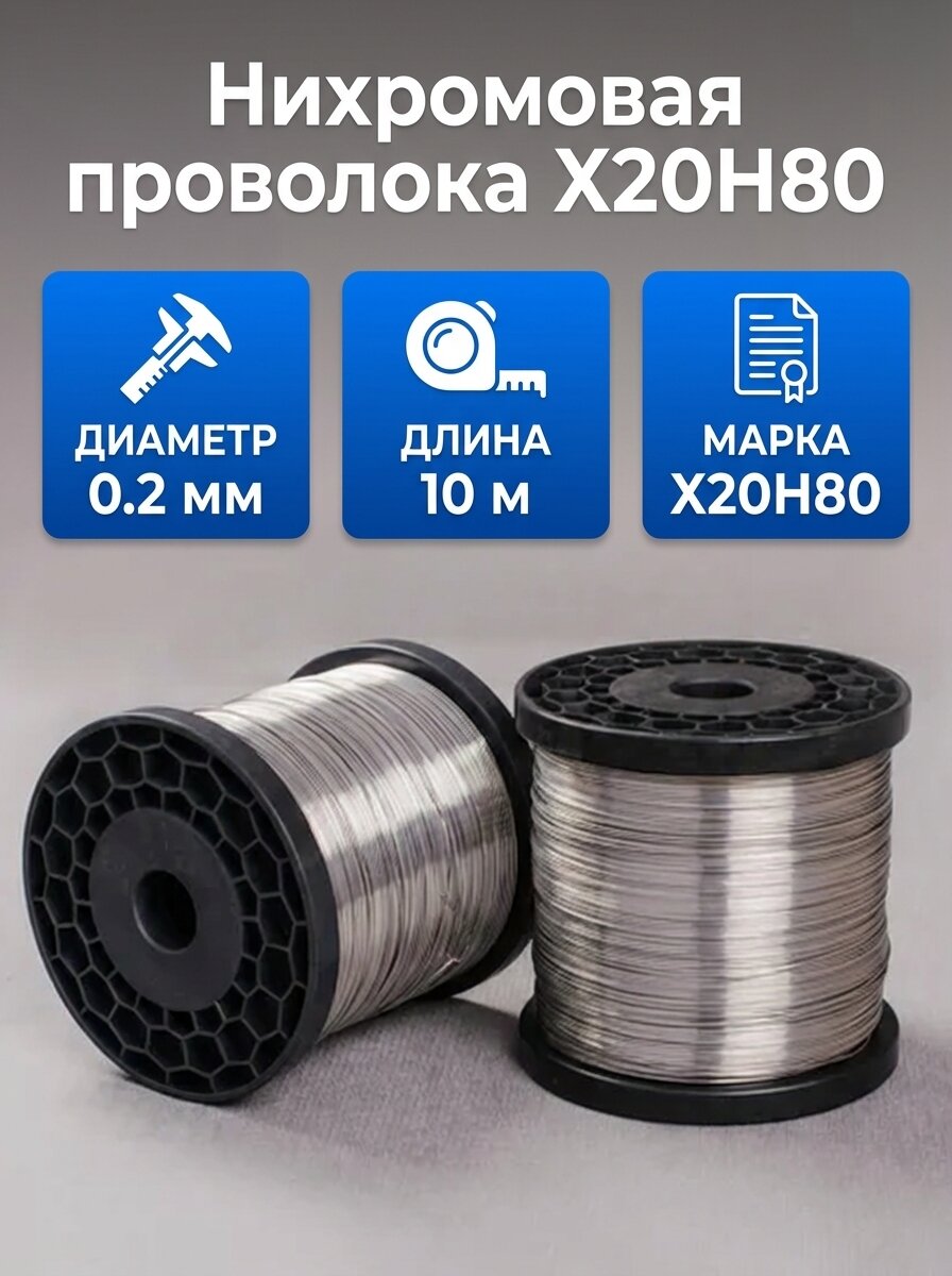 Нихромовая проволока Х20Н80 диаметр 0.2м 10м для резки, чпу, печей