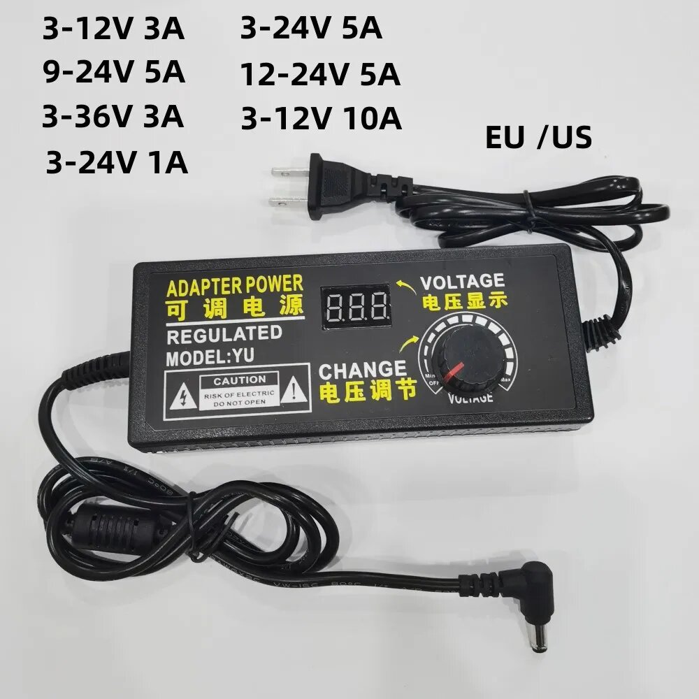 Регулируемый адаптер питания Black 3-24В 5А/10А EU, 9-24V 5A