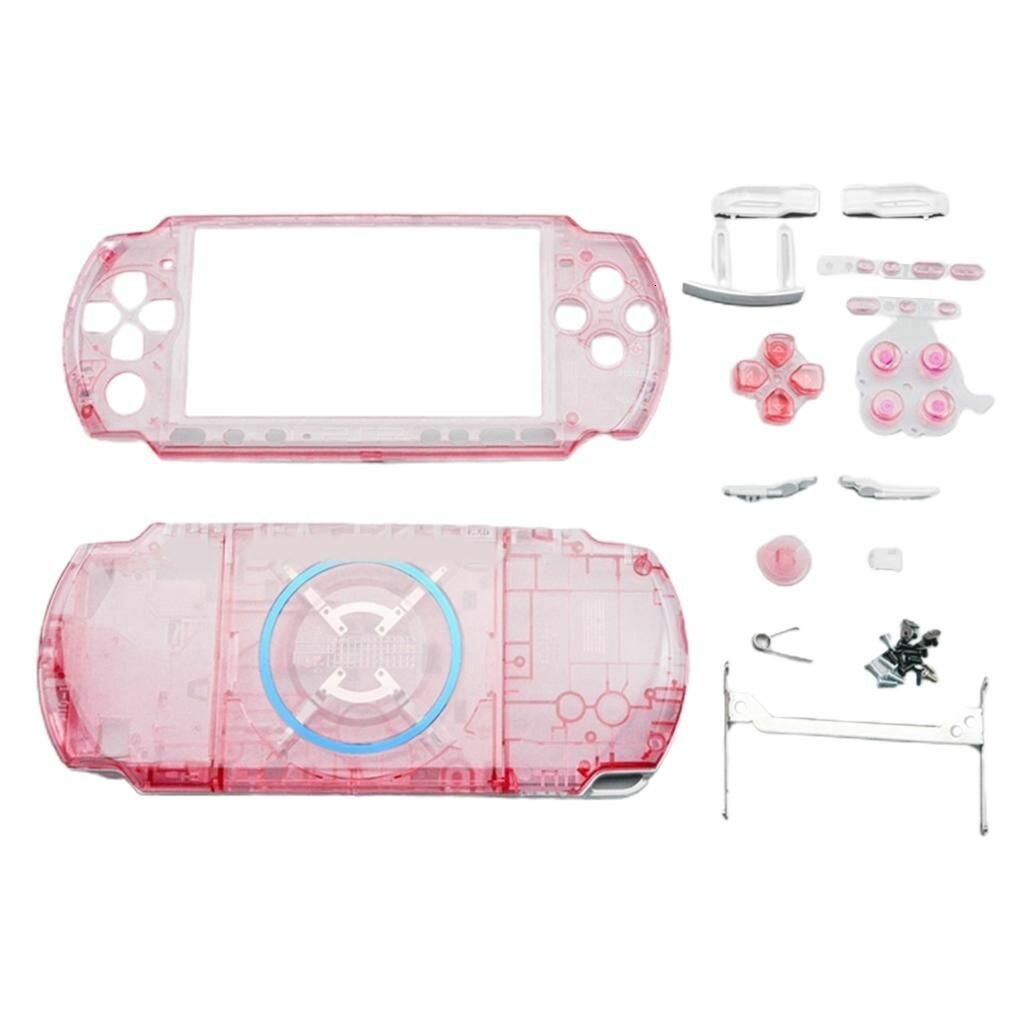 Аксессуары для игровой консоли, (1 комплект) Сменный корпус PSP3000 с наклейкой на кнопке-розовый