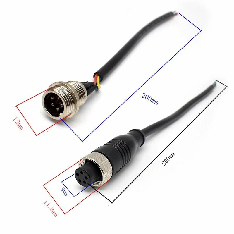 Авиационный разъем GX12 M12 с кабелем 5pin, A Pair