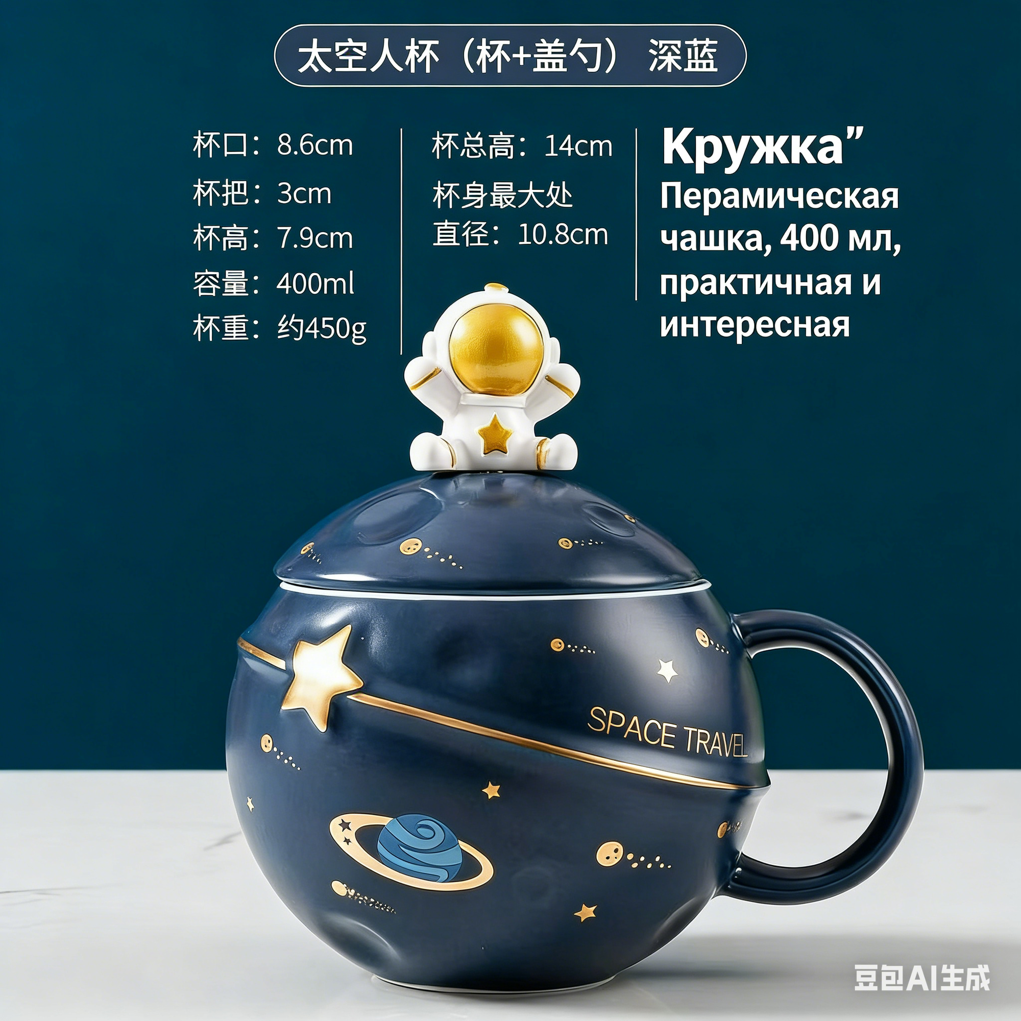 Кружка "Планета астронавтов", керамическая чашка, 400 мл, практичная и интересная