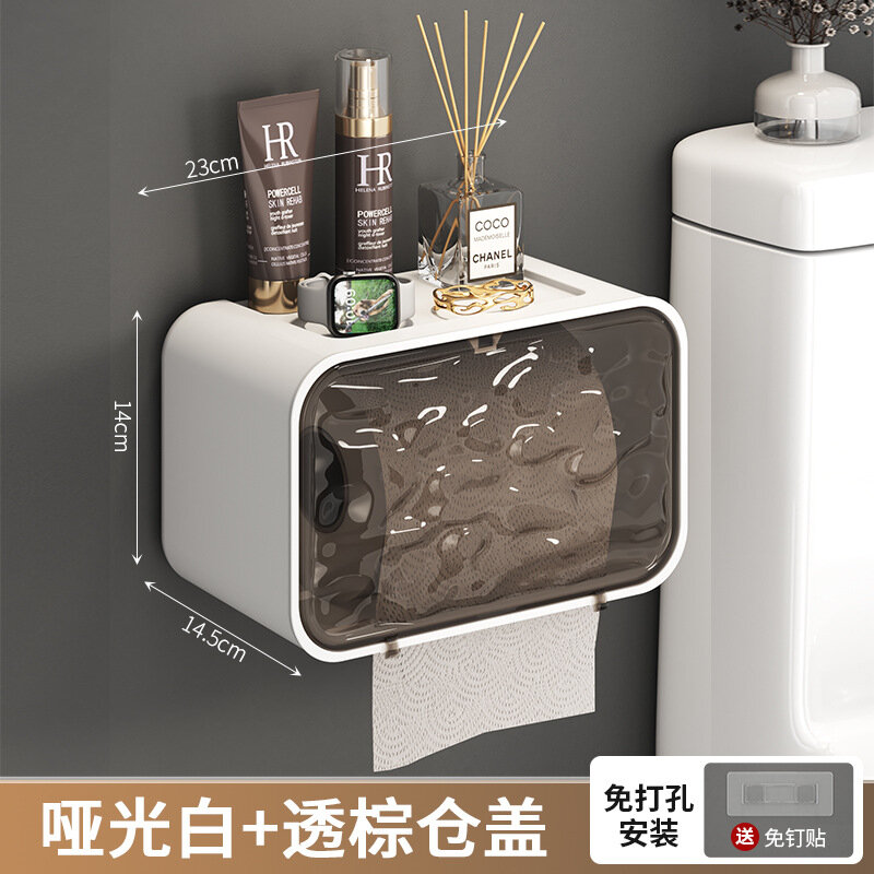 Коробка для туалетной бумаги без сверления, двойного использования, держатель для туалетной бумаги и рулонов, интегрированная полка для хранения, держатель для туалетной бумаги