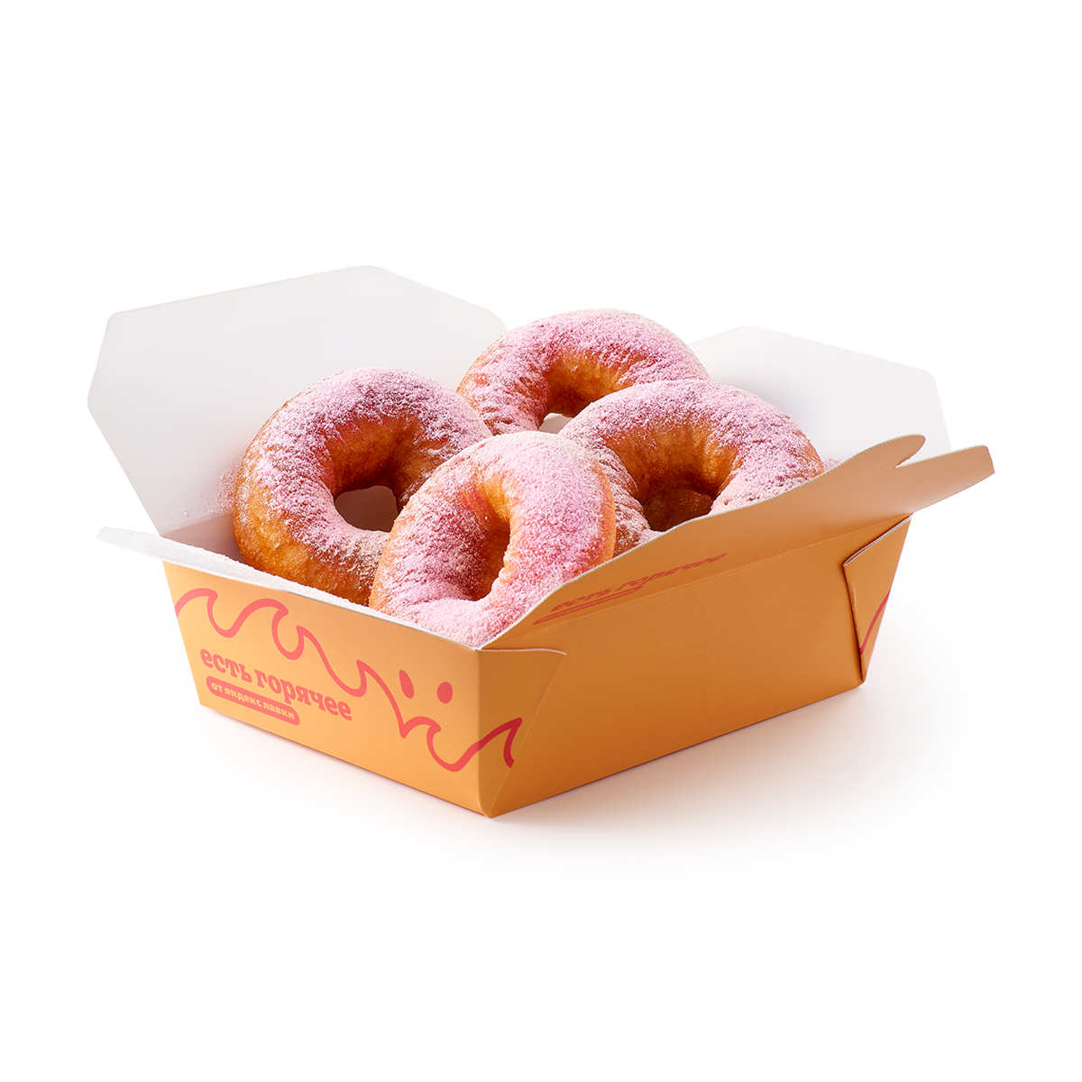 Пончики "Есть Горячее", с малиновой пудрой, 4 шт, 1 упаковка