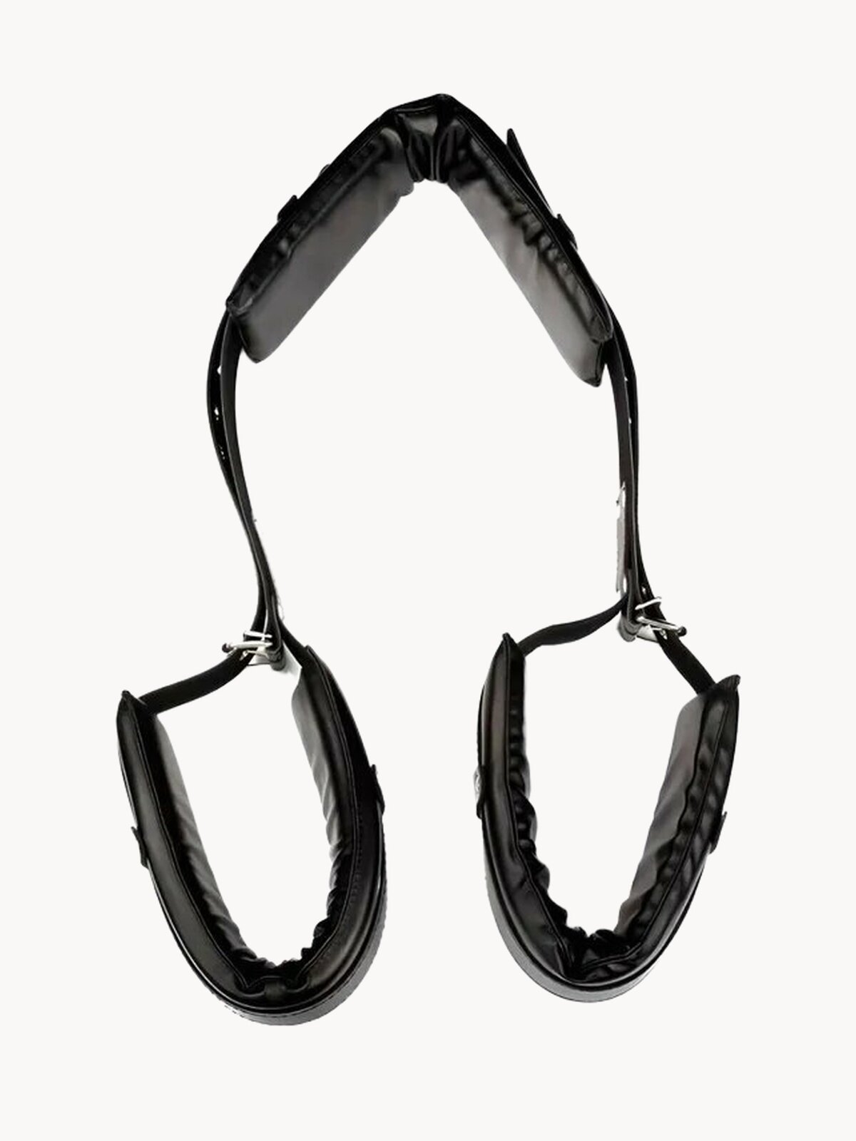 Бандаж БДСМ, с фиксатором для ног, черная искусственная кожа