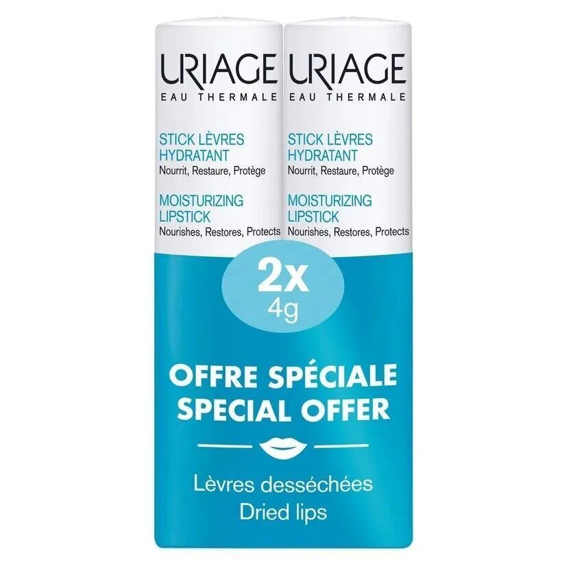 Uriage Увлажняющий стик для губ Eau Thermale Moisturizing Lipstick, 2*4 г