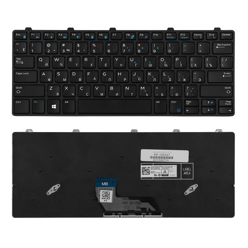 Клавиатура Dell Inspiron 11-3180, 3189. Плоский Enter. Черная, с рамкой. 5XVF4, HNXPM, PK131X23A00 (Новый)