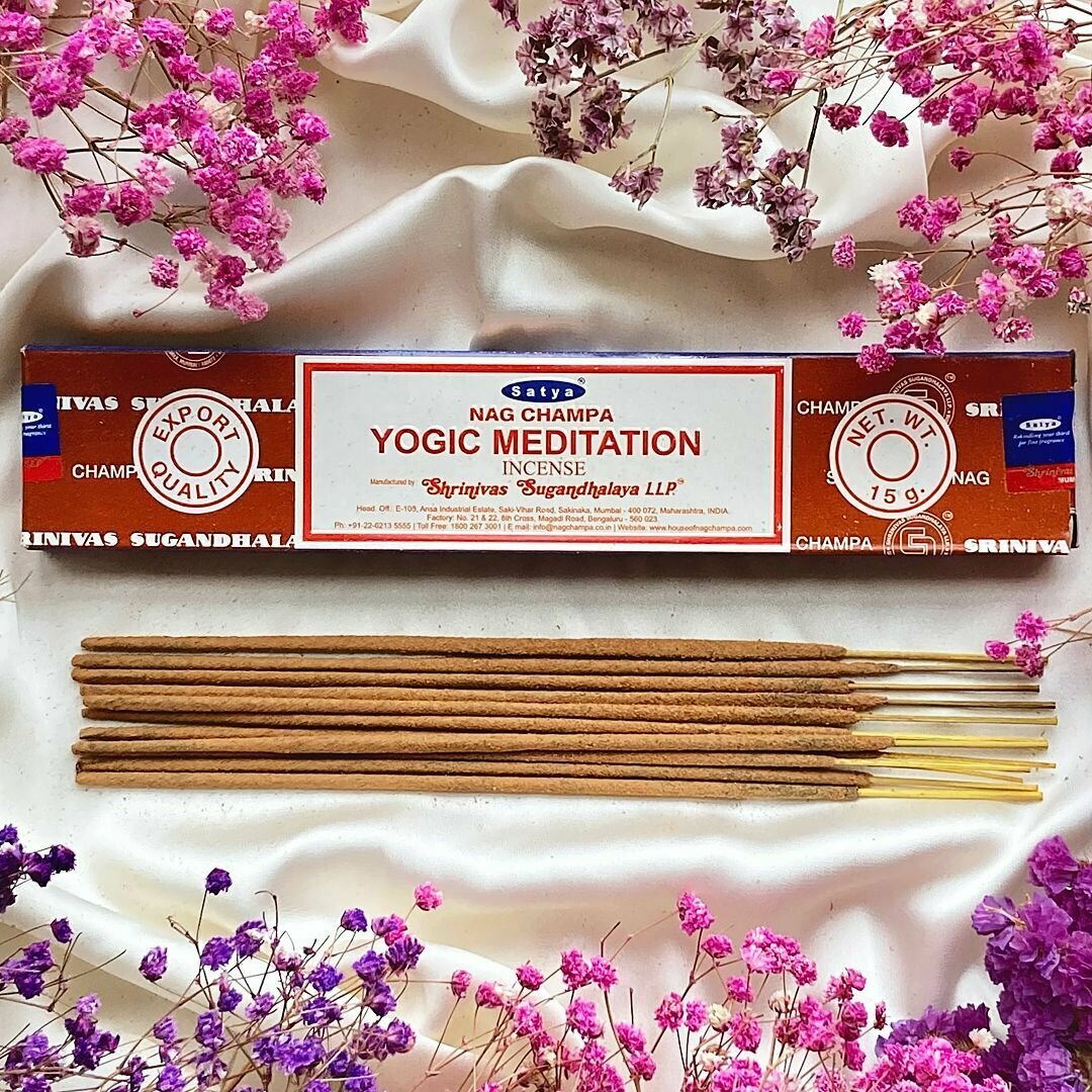 Индийские благовония Сатья Йогическая Медитация (Satya Yogic Meditation) натуральные ароматические палочки для дома, йоги, медитации, релакса и ароматерапии 15 гр
