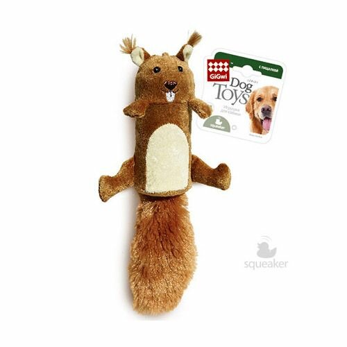 Игрушка для собак GiGwi Белка с большой пищалкой, без набивки, арт. 75015