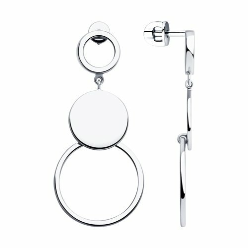 Серьги пусеты, серебро, 925 проба, родирование