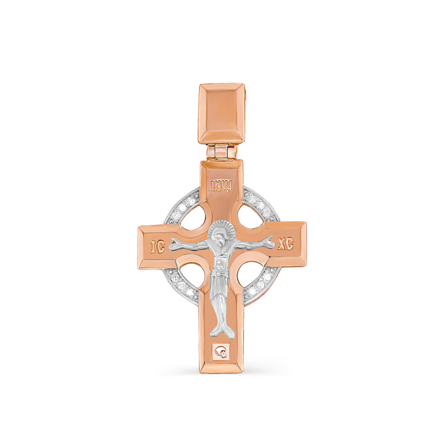 Крестик, красное золото, 585 проба, бриллиант