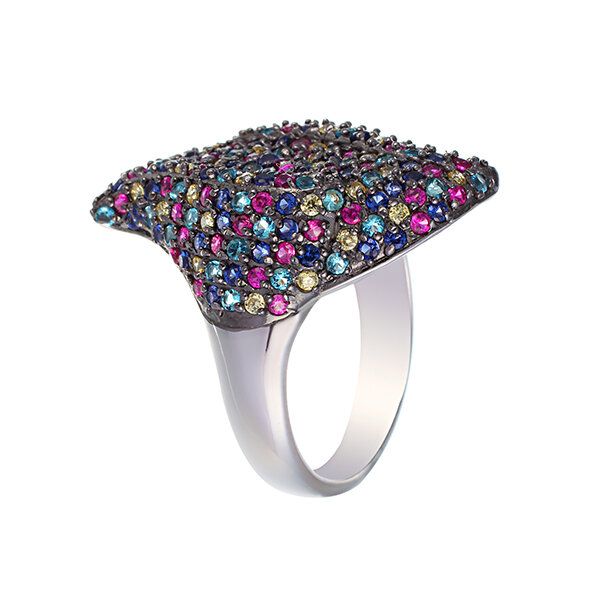 Кольцо, серебро, 925 проба, фианит