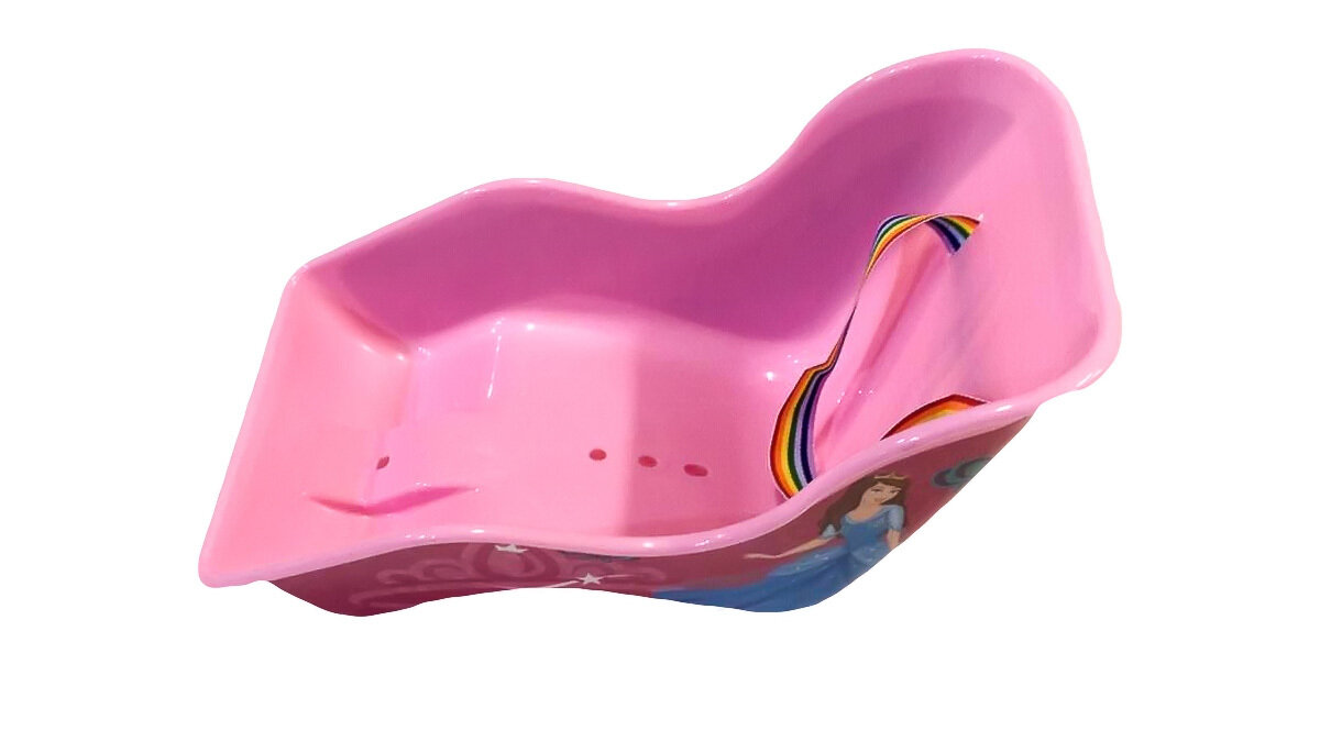 Кресло велосипедное для кукол детское, универсальное крепление на раму с ремешками, розовое, дизайн принцесса