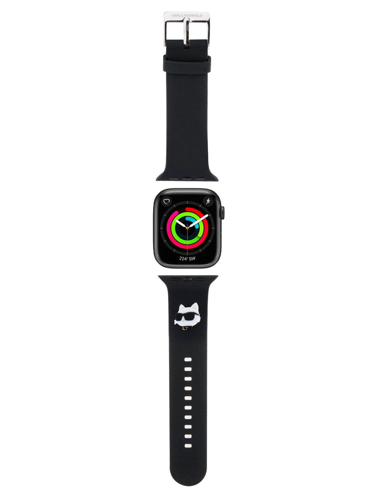 Lagerfeld для Apple Watch 44/45/46/49 мм ремешок 3D Rubber NFT Choupette head Black
