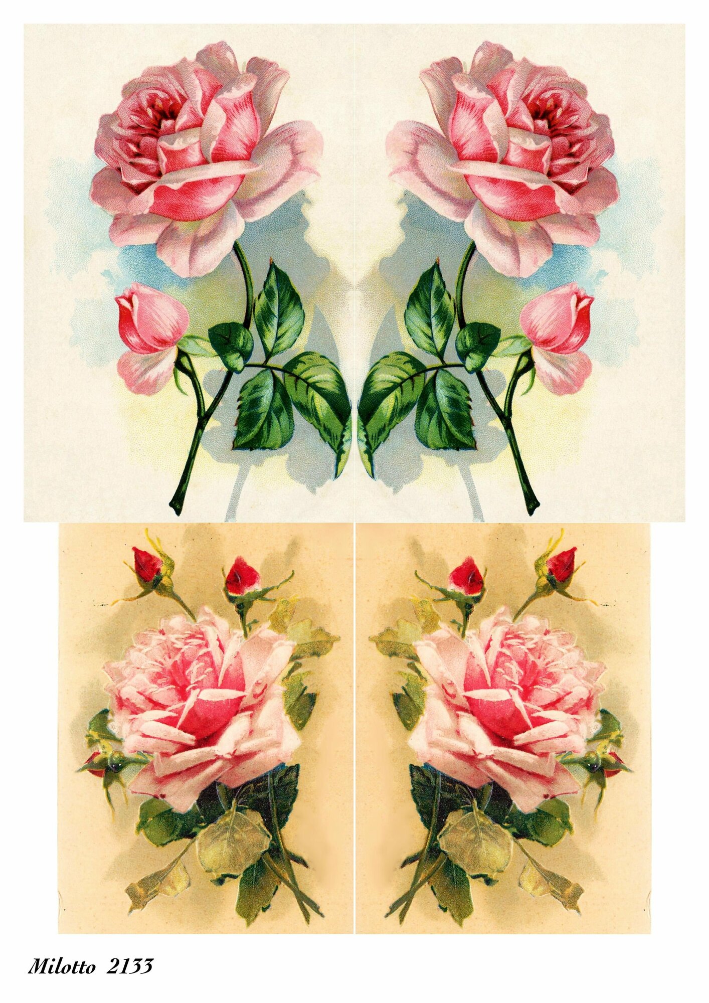 Декупажная карта А4 рисовая бумага цветы розы 2133